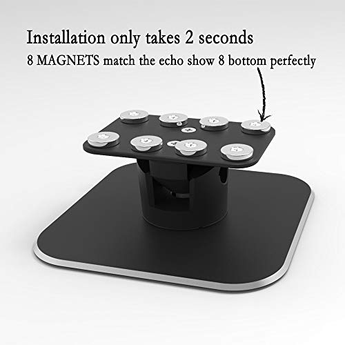 Echo Show 8 Adjustable Stand, Eight Rare-Earth Magnets on The top Stand for Amazon Echo Show 8, Horizontal 360 Rotation Longitudinal Angle Change Base White+Silvery MC212-02