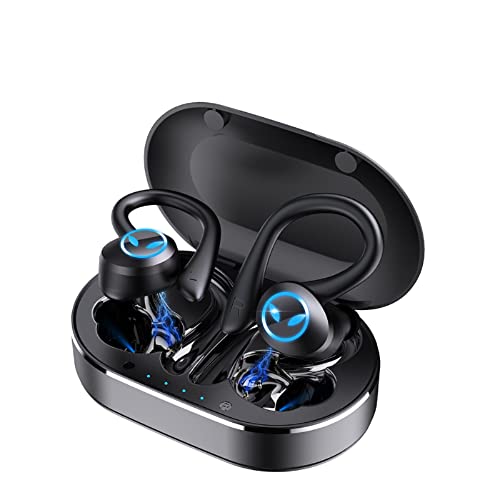 Wireless Earbuds with Earhooks Waterproof IPX7 Workout Headphones for Sports Running Gym Exercise Bluetooth 5.1 Over the Ear Earbuds with Ear Hook Ear Buds Built-in CVC 8.0 Noise Cancelling Microphone