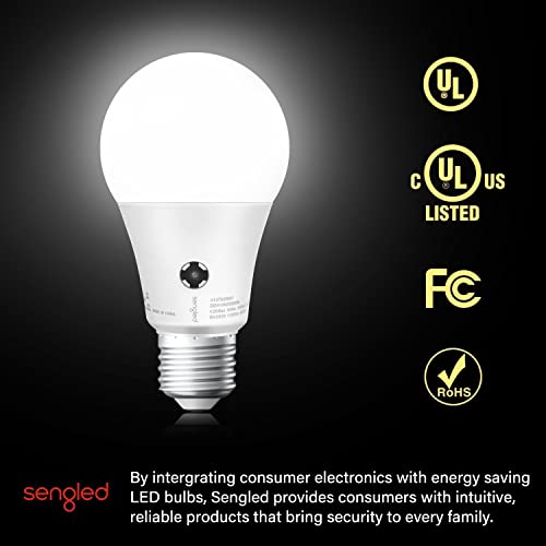 Sengled 5000K Daylight LED Light Bulb 10.5 Watt Equivalent 1200LM, Automatic Dusk to Dawn Light Bulbs for Outdoor Lighting, 3 Pack, UL Listed.