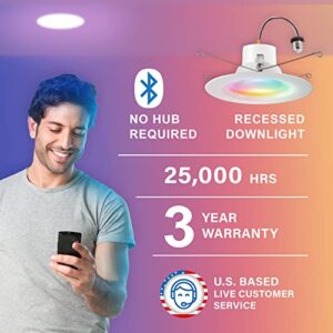 Sengled Smart Recessed Lighting 5/6 inch, LED Can Lights Retrofit Recessed Lighting Work with Alexa, 940LM Smart LED Downlight ‎Multicolor Dimmable, Baffle Trim, Bluetooth No Hub Required, 4 Pack