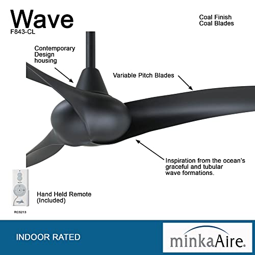 Minka-Aire F843-CL Wave 52 Inch 3 Blade Ceiling Fan in Coal Finish