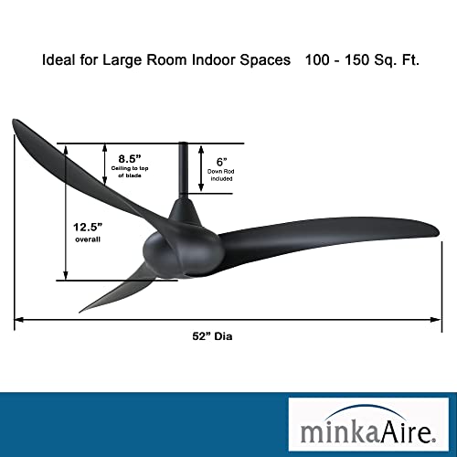 Minka-Aire F843-CL Wave 52 Inch 3 Blade Ceiling Fan in Coal Finish