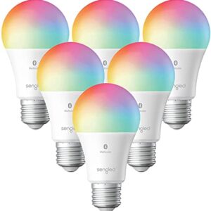 Sengled Smart Light Bulbs, Color Changing Alexa Light Bulb Bluetooth Mesh That Work with Alexa Only, Dimmable LED Bulb A19 E26 Multicolor, High CRI, High Brightness, 9W 800LM, 6-Pack, No Hub Required