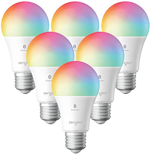 Sengled Smart Light Bulbs, Color Changing Alexa Light Bulb Bluetooth Mesh That Work with Alexa Only, Dimmable LED Bulb A19 E26 Multicolor, High CRI, High Brightness, 9W 800LM, 6-Pack, No Hub Required