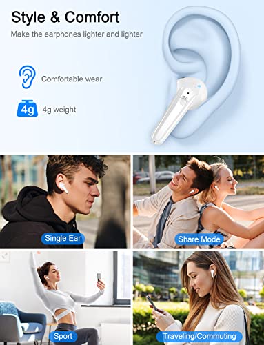 Wireless Earbud, aiskding Bluetooth 5.3 Headphones, Bluetooth Earbud HiFi Stereo Built-in 4 Mics, Wireless Headphones Touch Control with 32H Playtime, Bluetooth Earphones IP7 Waterproof for Work Sport