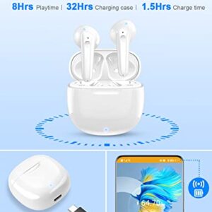 Wireless Earbud, aiskding Bluetooth 5.3 Headphones, Bluetooth Earbud HiFi Stereo Built-in 4 Mics, Wireless Headphones Touch Control with 32H Playtime, Bluetooth Earphones IP7 Waterproof for Work Sport