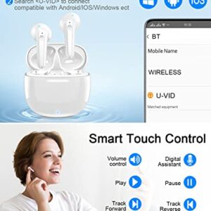 Wireless Earbud, aiskding Bluetooth 5.3 Headphones, Bluetooth Earbud HiFi Stereo Built-in 4 Mics, Wireless Headphones Touch Control with 32H Playtime, Bluetooth Earphones IP7 Waterproof for Work Sport