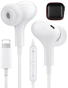 headphones for apple iphone 13 14 pro max 12 mini 11 xr se3, mfi certified magnetic wired earbuds hifi stereo with lightning connector noise canceling in ear earphones with microphone in-ear headsets