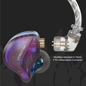 RevoNext Earbuds Wired in-Ear Headphones HiFi Stereo Earbuds with Microphone RH-212 IEM Earphone with Detachable Cable for Musicians Drummers Singers Earbuds（Purple）