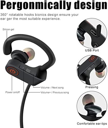 Xicks Bluetooth Headphones CVC 6.0 Noise Cancelling with Microphone Bass HD Stereo Bluetooth Earphones Gym Sports Wireless Earbuds