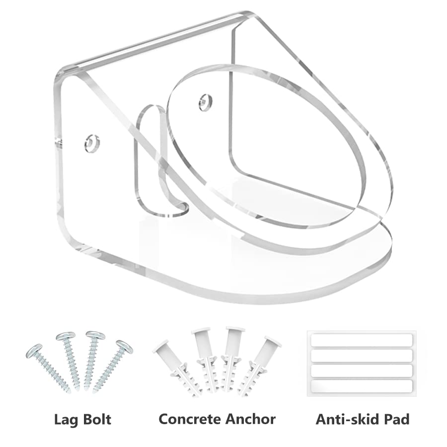 WALI Speaker Wall Mount Holder, Space Saving Transparent Light Guide Effect Wall Mount Bracket Shelf (SWM-EH-04C), 1 Pack, Clear