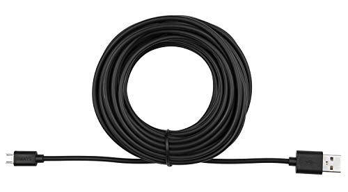 Smays 25ft Micro USB Cable Compatible for Wyze Cam, Nest Cam, Yi Home Camera, Long Extension Power Cord (Black)