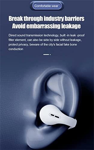 MATISUN Wireless Ear Clip Bone Conduction Headphones Bluetooth 5.3 Open Ear, Sports Headset with Mic Sweatproof for Running, Bicycling, Hiking (White)