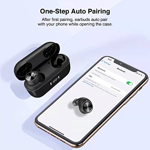 Aruind True Wireless Earbuds Bluetooth Headphones, 160H Playtime Earbuds with LED Display, IPX7 Waterproof Sports in-Ear Earbuds, CVC 8.0 Noise Cancelling Deep Bass Earphones for iPhone/Android