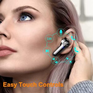 Wireless Earbud, IP7 Waterproof Bluetooth Earphones, Stereo Headphones in Ear Built in Mic, Immersive Sound Premium Deep Bass Headset, 24H Playtime, Touch Control, USB C Charging Case, Home Office