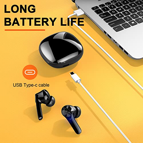 Wireless Earbud, IP7 Waterproof Bluetooth Earphones, Stereo Headphones in Ear Built in Mic, Immersive Sound Premium Deep Bass Headset, 24H Playtime, Touch Control, USB C Charging Case, Home Office