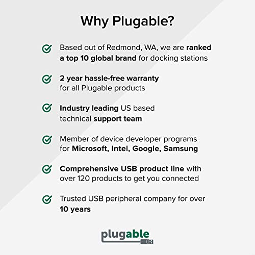 Plugable USB C Ethernet Adapter, Fast and Reliable Gigabit Connection, Compatible with Windows 11, 10, 8.1, 7, Linux, Chrome OS, Dell XPS, HP, Lenovo