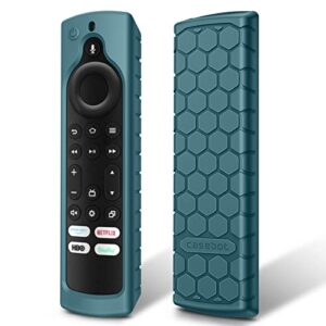 fintie silicone case for amazon hisense/toshiba/insignia/pioneer/fire tv 4-series/fire tv omni (qled) series tv remote – [anti slip] shockproof cover for fire tv alexa voice remote, dark cyan