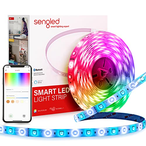 Sengled Smart Bluetooth Mesh LED Multicolor Light Strip, 5M (16.4ft), Works with Amazon Echo and Alexa, High Brightness with 16 Million Colors, RGBW, 450 Lumens/Meter (B1G-G8EX)