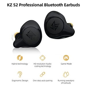 KZ S2 True Wireless Earbuds for iPhone Android Hybrid Technology Bluetooth Earphones with Microphone (White)