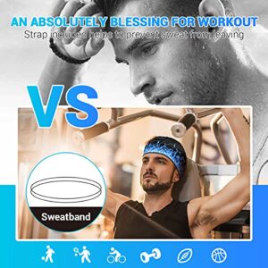 LC-dolida Bluetooth Headphones Headband, Flame Sleep Band Sleep Mask Bluetooth Sport Headband Music Headsets with Thin Speaker Microphone Handsfree,Gifts for Men Perfect for Workout (Blue)