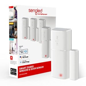 sengled zigbee 3.0 smart door sensor g2, smart sensor for window and door, hub required, compatible with alexa, google assistant, app remote control, 4 pack（smartthing not support）