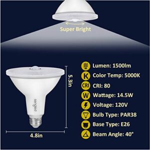 Sengled Motion Sensor Light Outdoor, Dusk to Dawn LED Outdoor Lighting, Home Security Flood Light PAR38 Motion Activated Daylight 5000K, 1500LM, Waterproof Light Bulbs for Driveways, 2 Pack 4th Gen