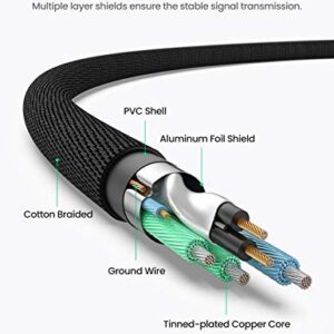 UGREEN 3.5mm to 2 Male RCA Cable Stereo Audio Adapter Braided Hi-Fi Sound Auxiliary RCA Y Splitter, Metal Shell Shielded Aux RCA Y Cord Compatible with Smartphone MP3 Tablet Speaker, 6FT