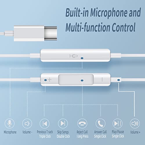 USB-C Wired Headphone Type C DAC Earbud With Microphone in Earphone(2pack)for Chromebook Audifono Volume Control Running Headset Compatible for Samsung Galaxy S20 FE S21 Ultra Note 10 LG Google Pixel