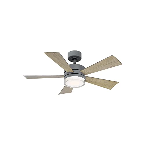 Wynd Smart Indoor and Outdoor 5-Blade Ceiling Fan 42in Graphite Weathered Gray with 3000K LED Light Kit and Remote Control works with Alexa, Google Assistant, Samsung Things, and iOS or Android App