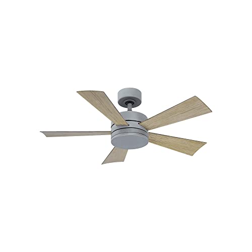 Wynd Smart Indoor and Outdoor 5-Blade Ceiling Fan 42in Graphite Weathered Gray with 3000K LED Light Kit and Remote Control works with Alexa, Google Assistant, Samsung Things, and iOS or Android App