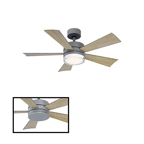 Wynd Smart Indoor and Outdoor 5-Blade Ceiling Fan 42in Graphite Weathered Gray with 3000K LED Light Kit and Remote Control works with Alexa, Google Assistant, Samsung Things, and iOS or Android App