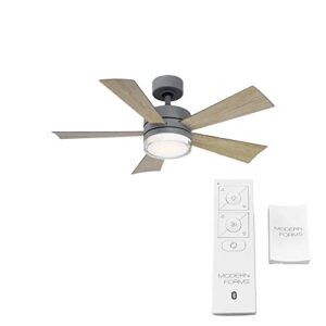 Wynd Smart Indoor and Outdoor 5-Blade Ceiling Fan 42in Graphite Weathered Gray with 3000K LED Light Kit and Remote Control works with Alexa, Google Assistant, Samsung Things, and iOS or Android App