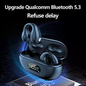 Wireless Earbuds Bluetooth Ear Clip Bone Conduction HeadphoneHi-fi Stereo with Portable Charging case Long Battery Life (Black)