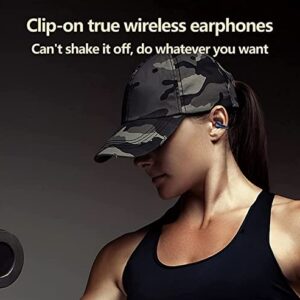 Wireless Earbuds Bluetooth Ear Clip Bone Conduction HeadphoneHi-fi Stereo with Portable Charging case Long Battery Life (Black)