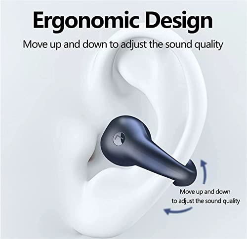 Wireless Earbuds Bluetooth Ear Clip Bone Conduction HeadphoneHi-fi Stereo with Portable Charging case Long Battery Life (Black)