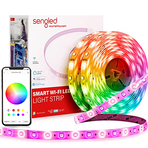 Sengled Smart Wi-Fi LED Multicolor Light Strip, 10M (32.8ft), No Hub Required, Works with Alexa & Google Assistant, RGBW, High Brightness, 2700 Lumens, Adjustable Length, 25,000 Hours Life for Home