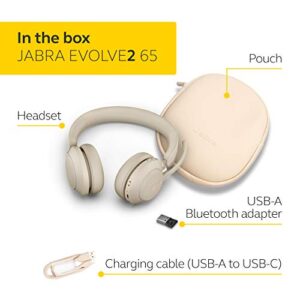 Jabra Evolve2 65 USB-A UC Stereo - Beige Wireless Headset/Music Headphones