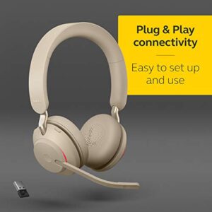 Jabra Evolve2 65 USB-A UC Stereo - Beige Wireless Headset/Music Headphones