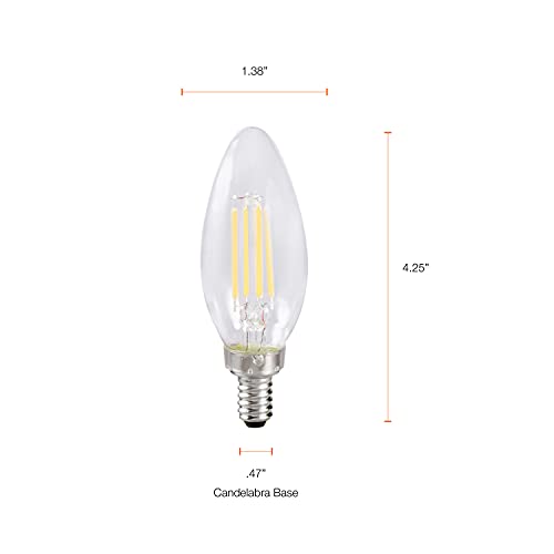 LEDVANCE Sylvania ECO LED B10 Light Bulb, 60W Equivalent, Efficient 3.5W, 450 Lumens, 2700K, Non-Dimmable, Clear, Soft White - 18 Pack (41265)