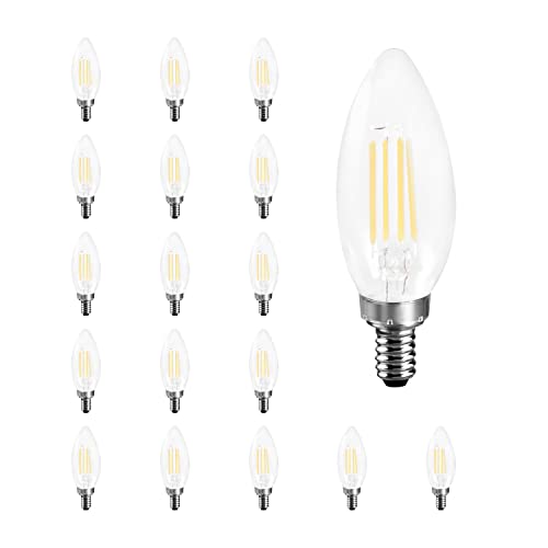 LEDVANCE Sylvania ECO LED B10 Light Bulb, 60W Equivalent, Efficient 3.5W, 450 Lumens, 2700K, Non-Dimmable, Clear, Soft White - 18 Pack (41265)