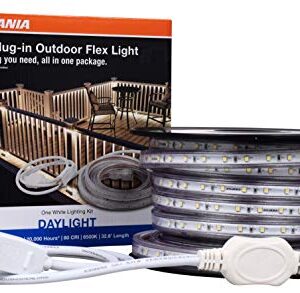 SYLVANIA LED Plug-In 32.8' Outdoor Flex Light Strip Complete Lighting Kit, 6500K Daylight Color Temperature - 1 Pack (75626)