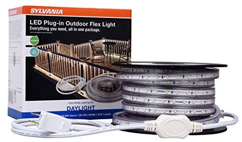 SYLVANIA LED Plug-In 32.8' Outdoor Flex Light Strip Complete Lighting Kit, 6500K Daylight Color Temperature - 1 Pack (75626)