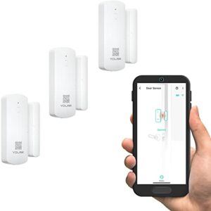 yolink 1/4 mile world’s longest range wireless door sensor, android-ios app smart door window sensor, compatible with alexa, ifttt, home assistant, 3 packs – yolink hub required