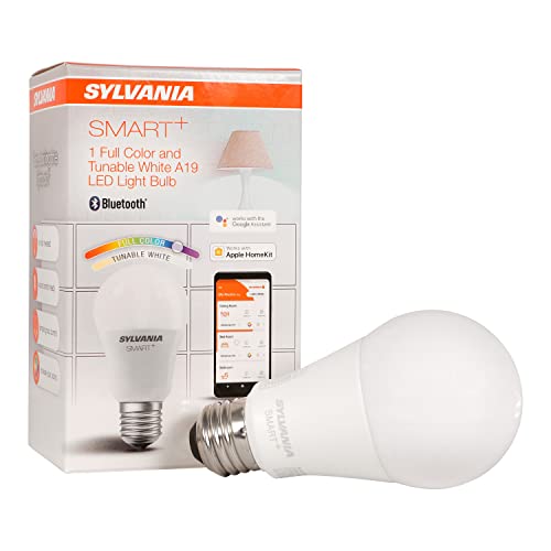 Sylvania Smart Bluetooth A19 Full Color and Tunable White Light Bulb, 60W, Dimmable, for Alexa / Apple HomeKit / Google Assistant - 1 Pack (75627)