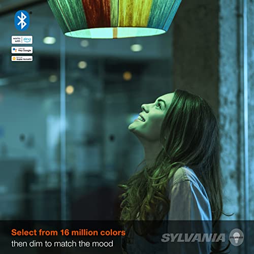 Sylvania Smart Bluetooth A19 Full Color and Tunable White Light Bulb, 60W, Dimmable, for Alexa / Apple HomeKit / Google Assistant - 1 Pack (75627)