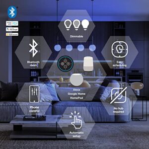 Sylvania Smart Bluetooth A19 Full Color and Tunable White Light Bulb, 60W, Dimmable, for Alexa / Apple HomeKit / Google Assistant - 1 Pack (75627)