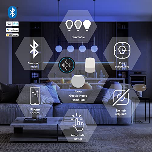 Sylvania Smart Bluetooth A19 Full Color and Tunable White Light Bulb, 60W, Dimmable, for Alexa / Apple HomeKit / Google Assistant - 1 Pack (75627)