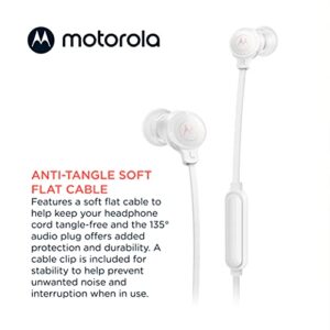 Motorola Earbuds 3-S Wired Earbuds with Microphone - Corded in-Ear Headphones, Comfortable Lightweight Silicone Ear Buds, Non-Tangle Flat Cable, 9.4mm Drivers Clear Bass Sound - White