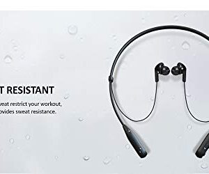 EXFIT BCS-150 | Wireless Bluetooth Headphones Neckbands with Clear Calls, Powerful Bass, Noise Reduction for Home Office, Video Conference (Black)